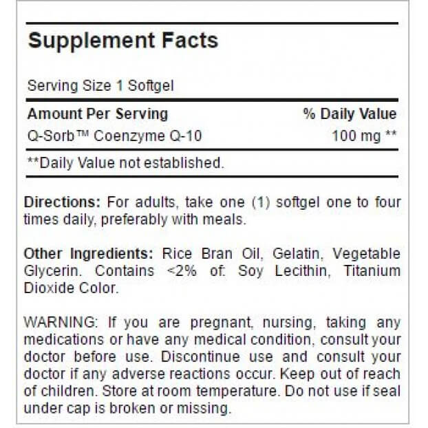 Puritan's Pride Co-Q10 100Mg-60Serv.-60Rapid Release Softgels ...