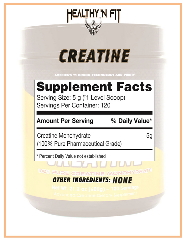 Healthy N' Fit Creatine 100% Pure Creatine Monohydrate 120Serv 600G ...
