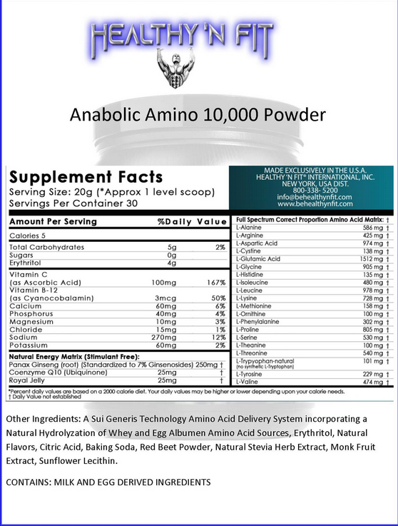 Healthy N' Fit Anabolic Amino 10,000-30Serv.-600G-Fruit Fusion ...