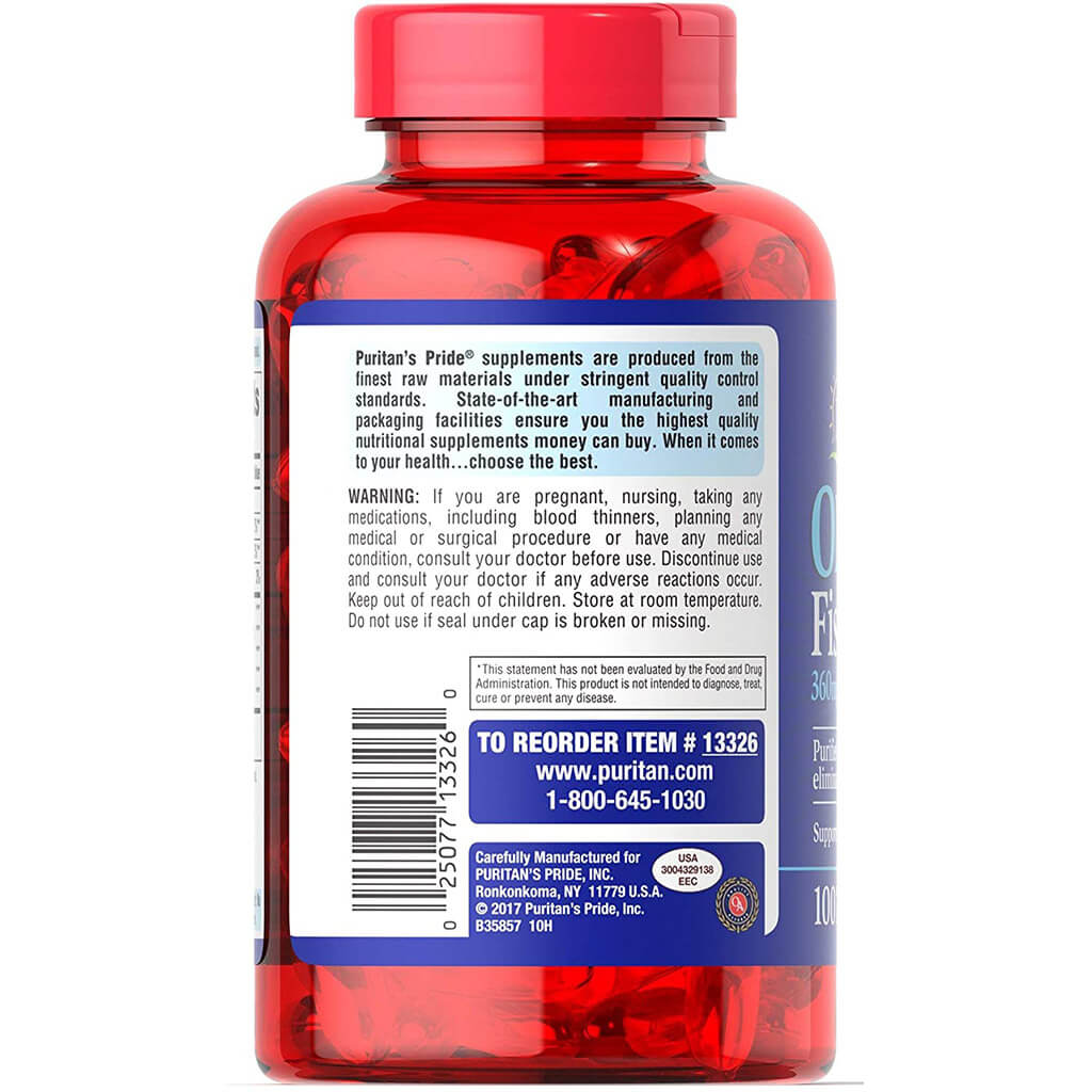 Puritan's Pride Omega-3 Fish Oil-1200Mg-100Serv.-100Soft Gels ...