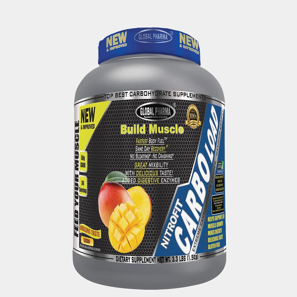 Global pharma Nitro fit Carbo load-30 Serv.-1.5KG-Mango | Maxmuscle Elite