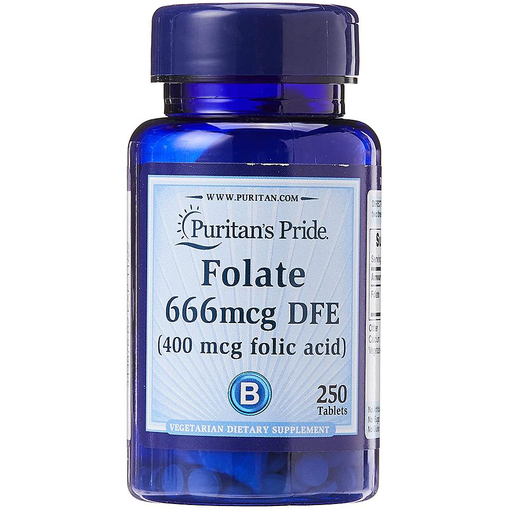 Puritan's Pride Folate 666mcg DFE-250Serv.-250Tabs. | Maxmuscle Elite