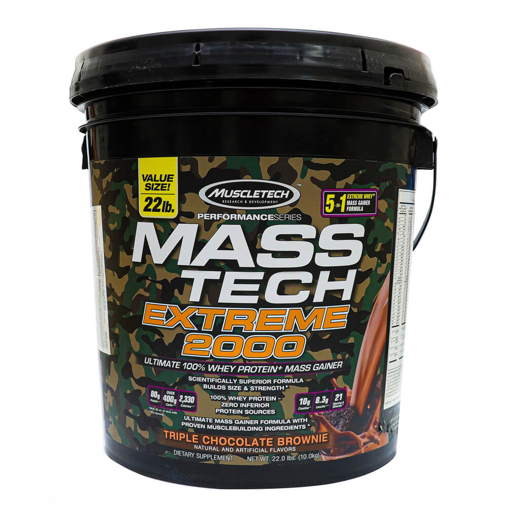 Muscletech Mass Tech Extreme 2000-18Serv.-10KG-Triple Chocolate Brownie ...