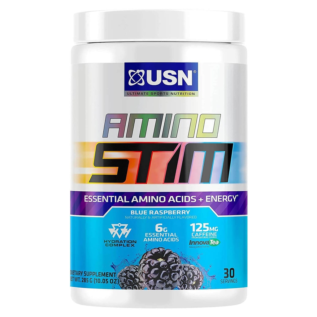 USN Amino Stim Essential Amino Acids+Energy-30Serv.-285G.-Blueraspberry ...