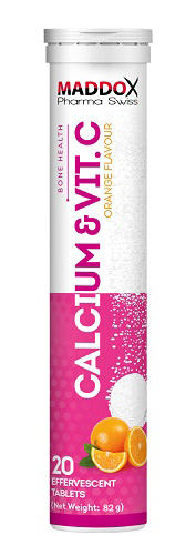 Maddox Pharma Swiss Calcium &Vit C-20Effervescent Tablets-82G.-Orange ...
