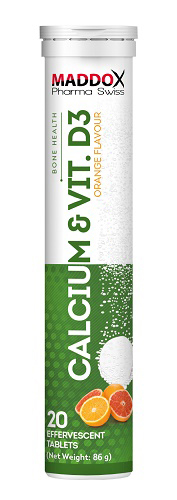 Maddox Pharma Swiss Calcium & Vit D3-20Effervescent Tablets-20Serv.-86G ...