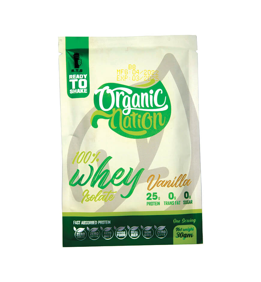 Organic Nation 100% Isolate Whey-1Serv.-30G-Vanilla | Maxmuscle Elite