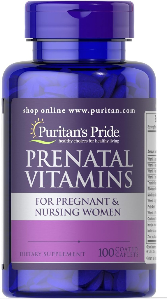 Puritan's Pride Prenatal Vitamins For Pregnant&Nursing Women-100Serv ...