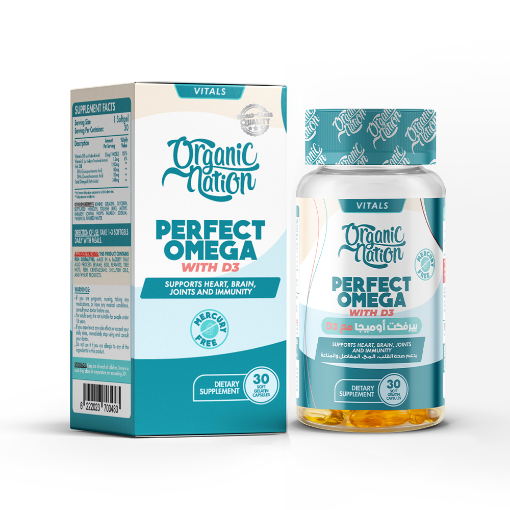 Organic Nation Perfect Omega3 With Vitamin D3-30Serv.-30 Capsules | Maxmuscle Elite