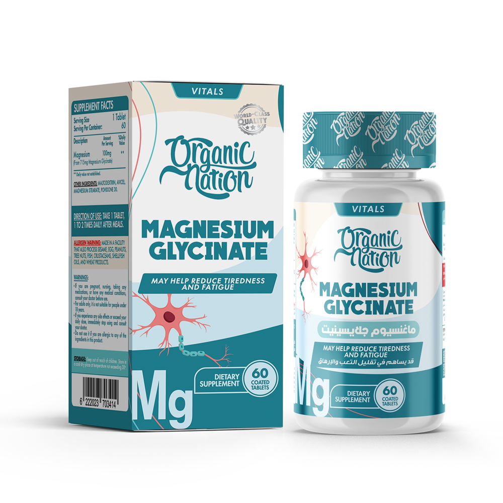 Organic Nation Magnesium Glycinate- 60Tablets | Maxmuscle Elite