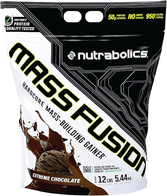 Nutrabolics Mass Fusion Gainer-22Serv.-5.44KG-Extreme Chocolate ...